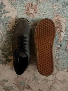 Vans | Shoes | Vans Mens Gray Canvas Laceup Sneakers With Brown Gum ...